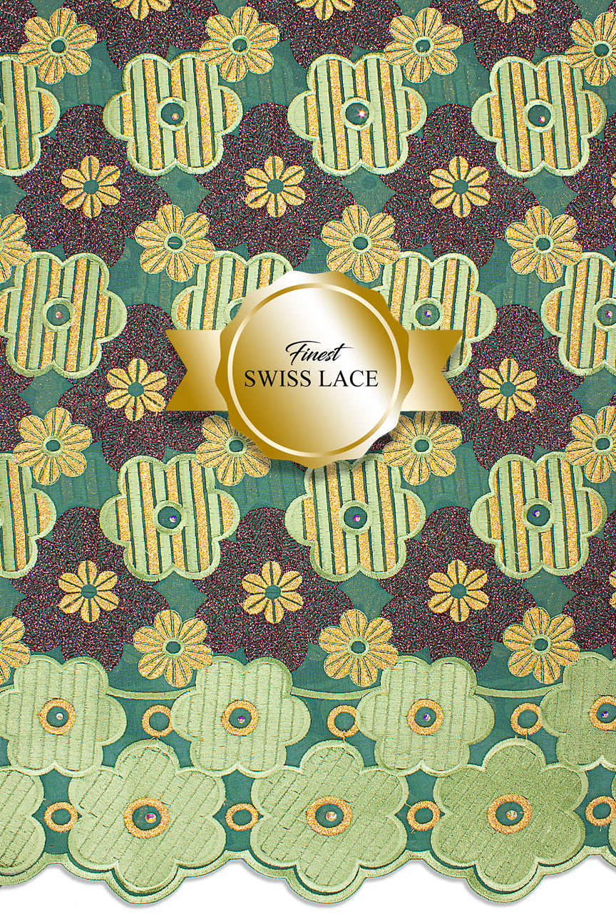 FSL718 - Stunning Fine Swiss Lace - Mint Green & Gold – Hilton Textiles ...