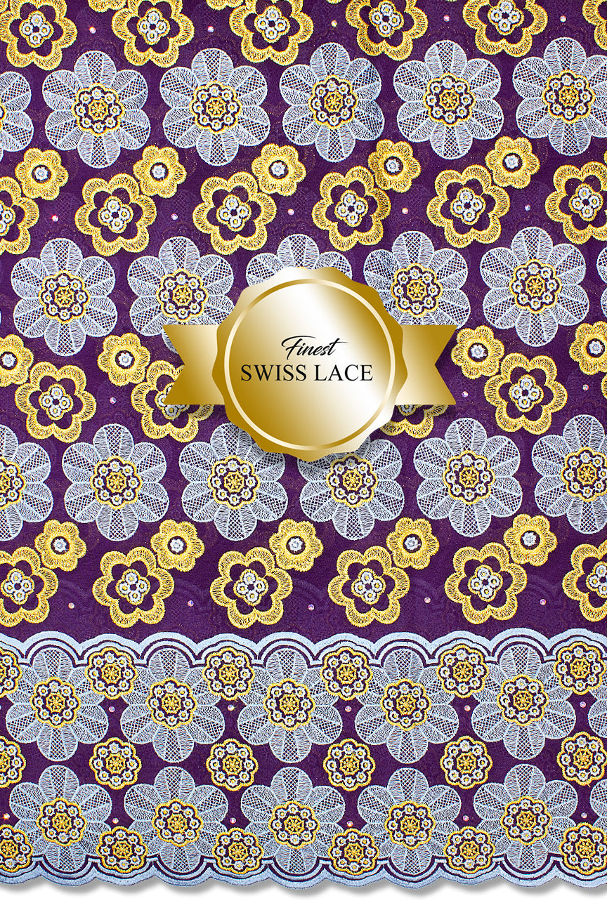 FSL619 - Stunning Fine Swiss Lace - Deep Purple & Gold – Hilton ...