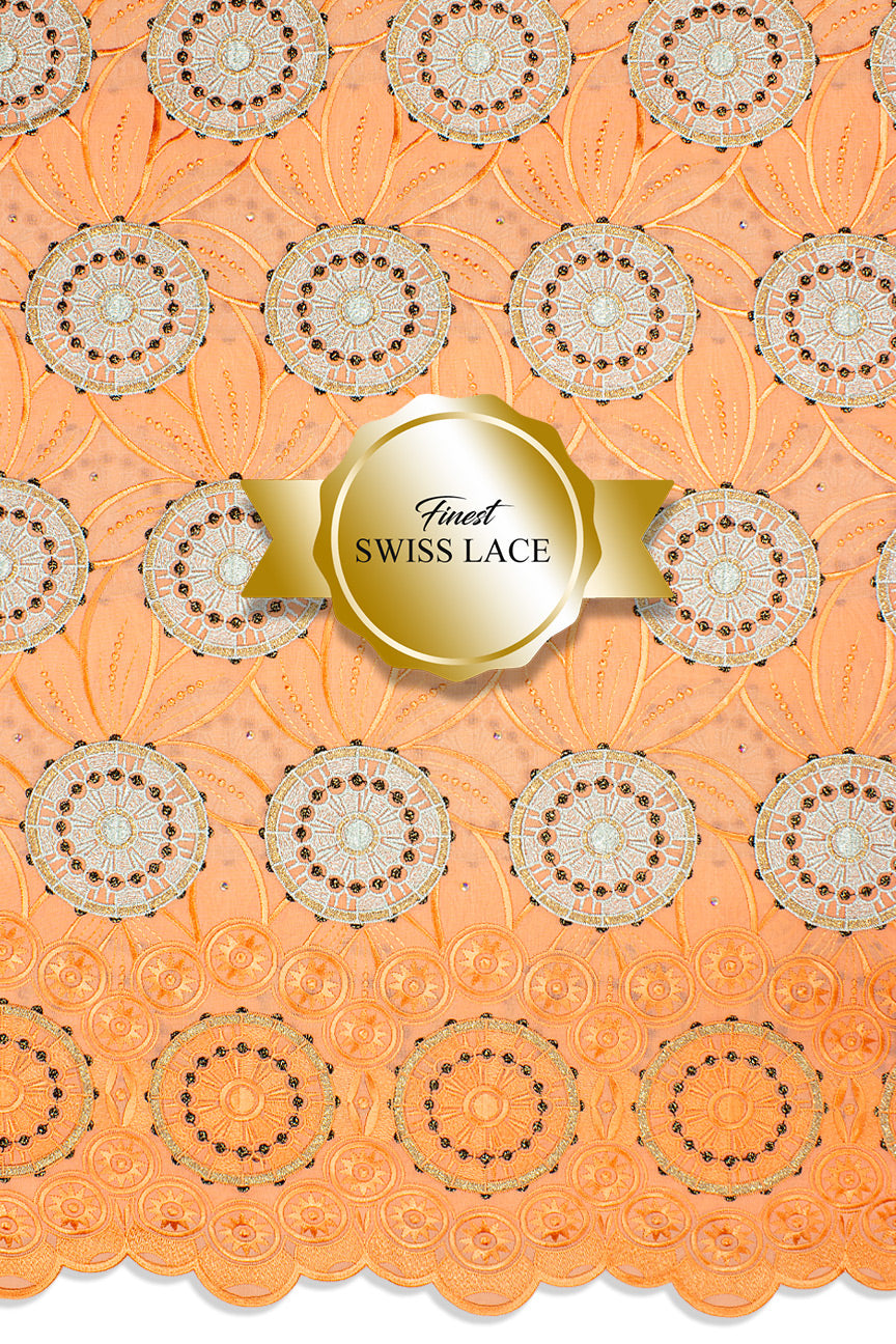 FSL704 - Stunning Fine Swiss Lace - Peach, Mint & Gold – Hilton ...