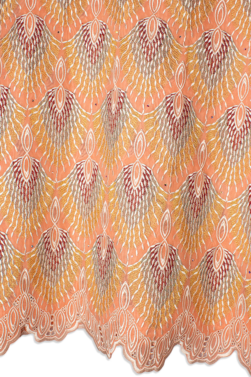 FSL734 - Stunning Fine Swiss Lace - Peach, Deep Pink & Gold – Hilton ...