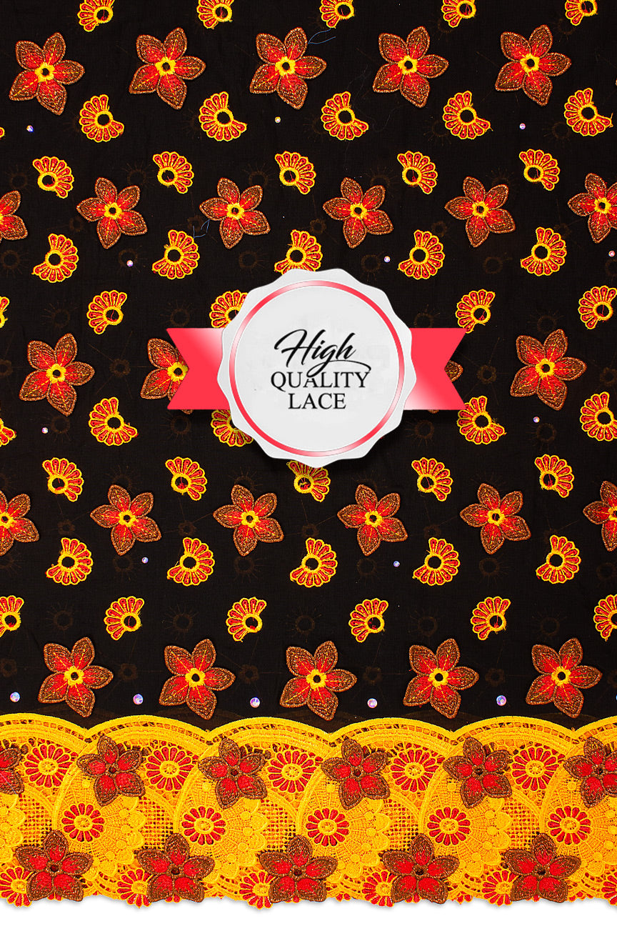 High Quality Lace - HQL1013 - Black & Firey Orange – Hilton Textiles ...