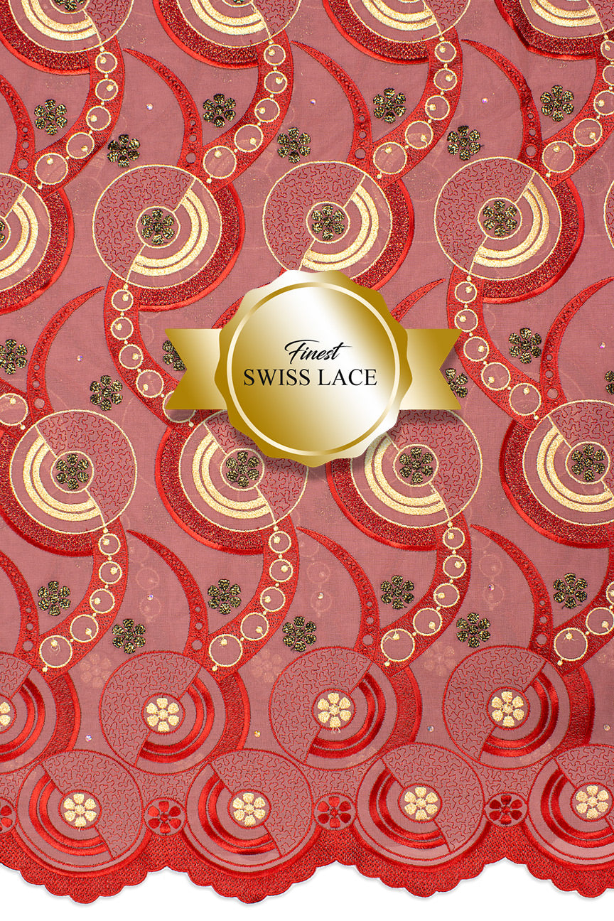 FSL699 - Stunning Fine Swiss Lace - Rose, Royal Red & Gold – Hilton ...