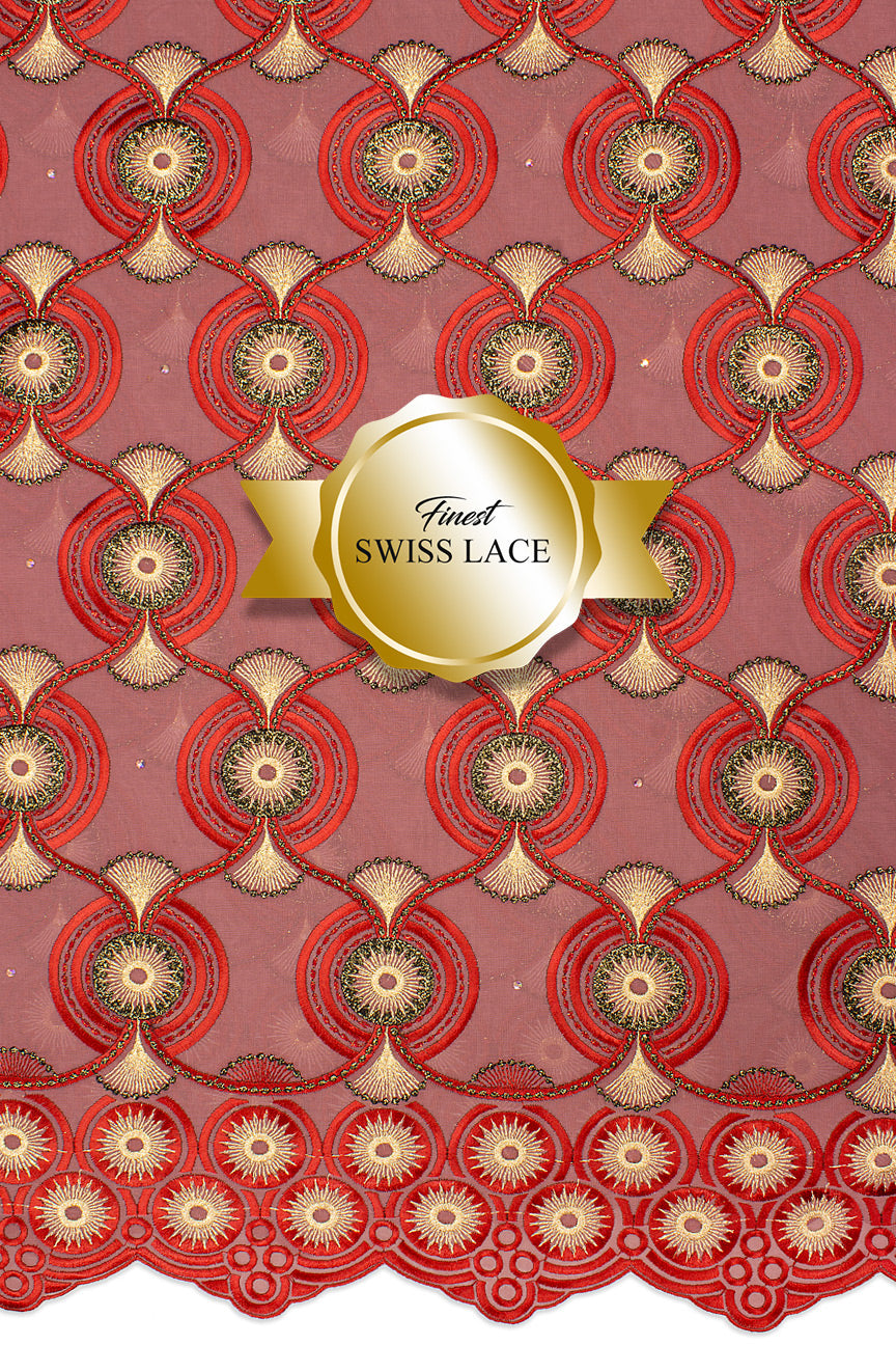 FSL703 - Stunning Fine Swiss Lace - Rose, Royal Red & Gold – Hilton ...